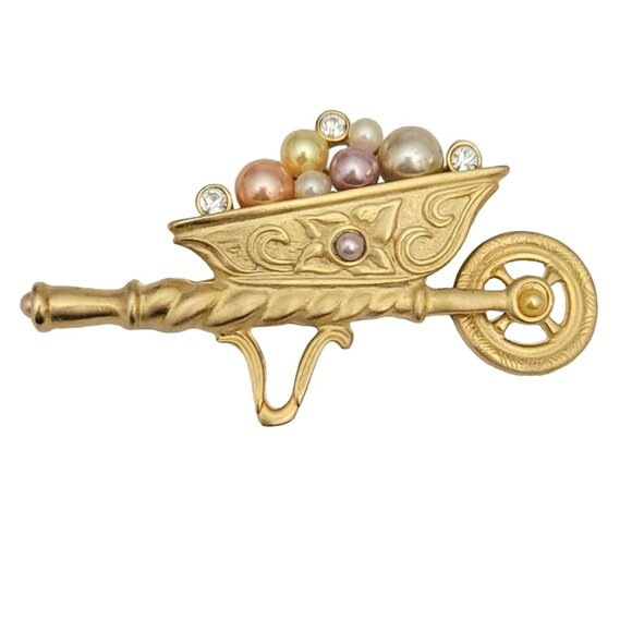 Unbranded | Jewelry | Gold Tone Faux Pearl Rhinestone Articulated Wheel ...